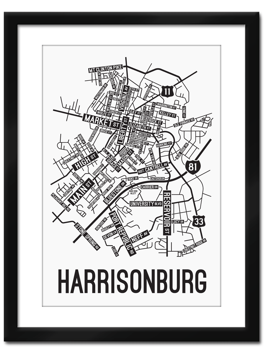 Harrisonburg, Virginia Street Map - School Street Posters