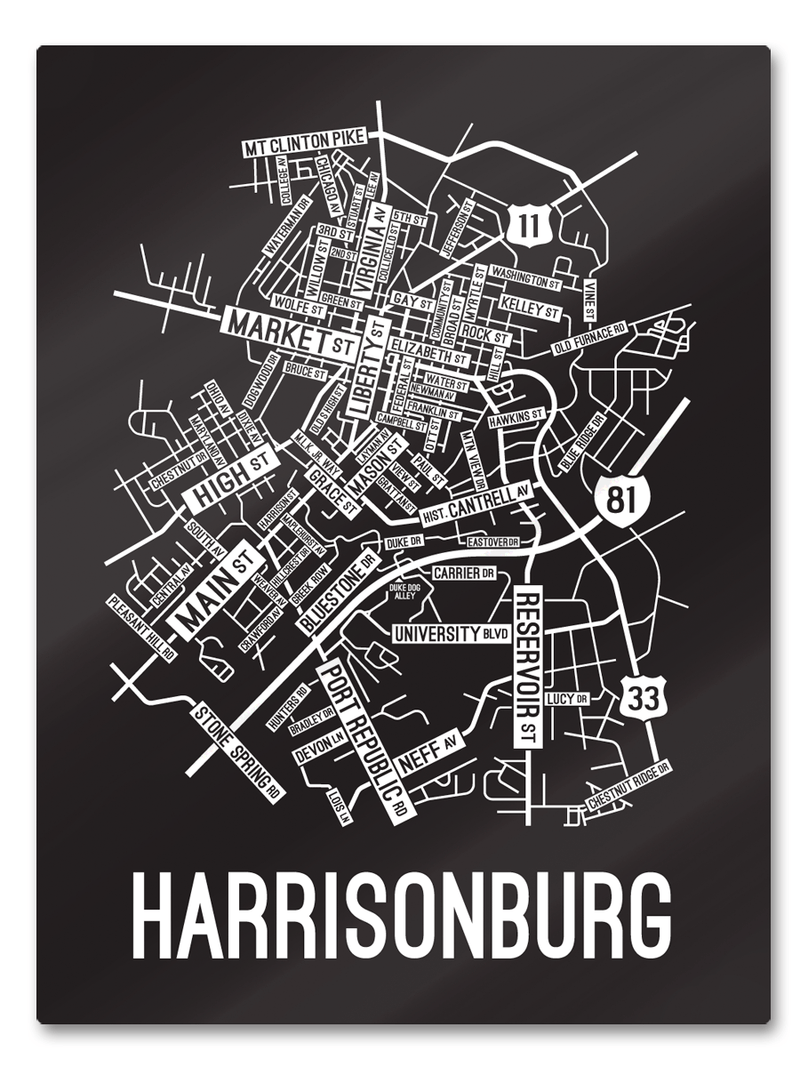 Harrisonburg, Virginia Street Map - School Street Posters