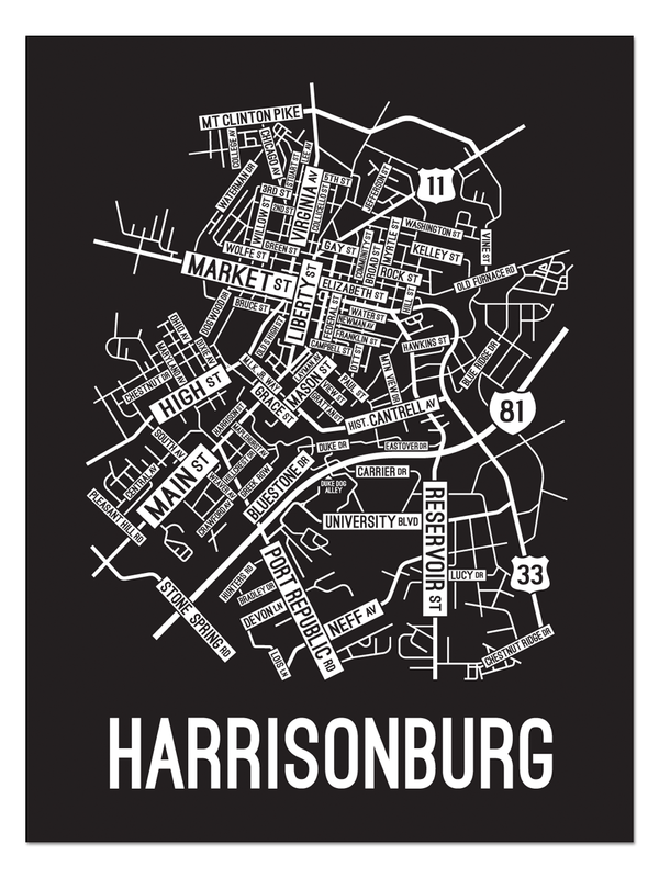 Harrisonburg, Virginia Street Map - School Street Posters
