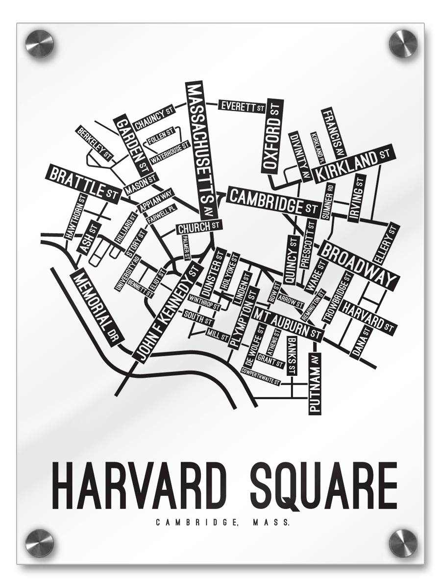 Harvard Square, Cambridge Street Map - School Street Posters