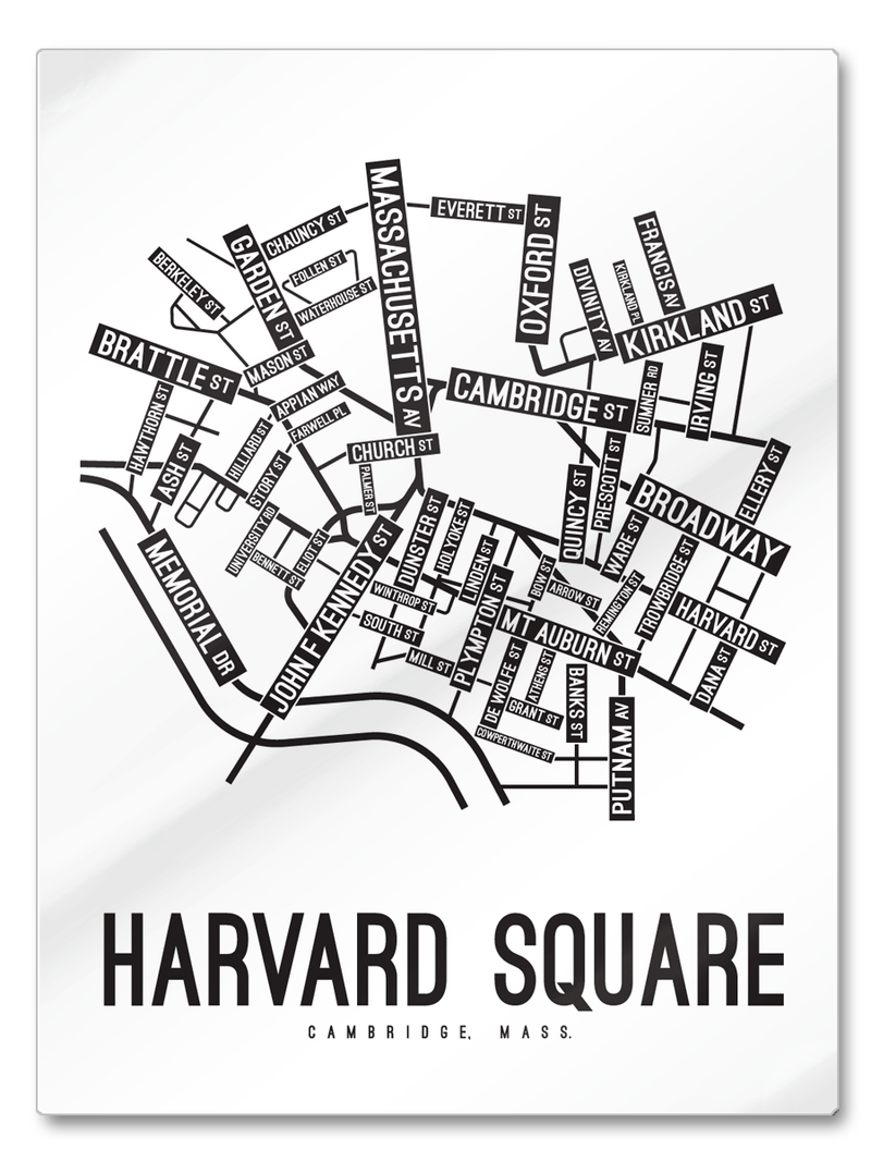 Harvard Square, Cambridge Street Map - School Street Posters
