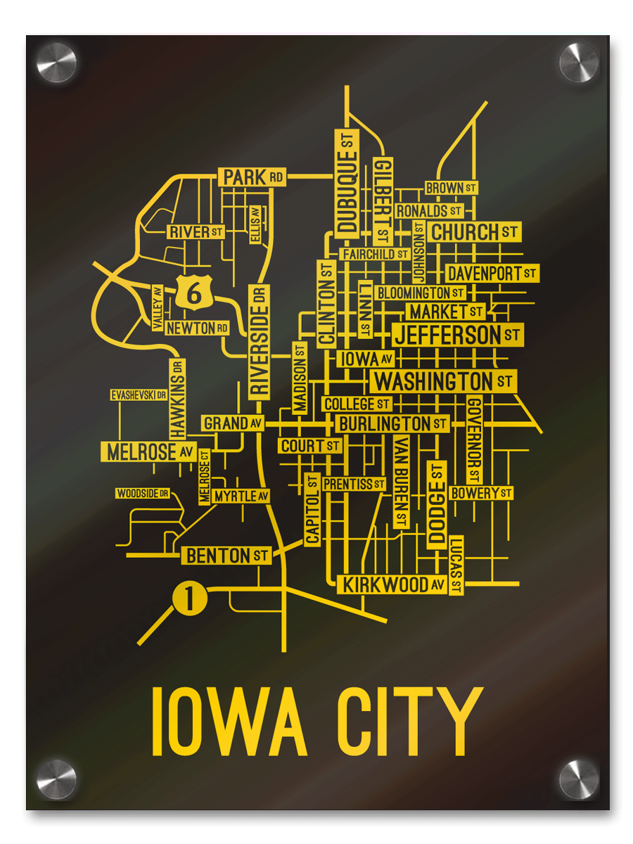 Iowa City, Iowa Street Map - School Street Posters