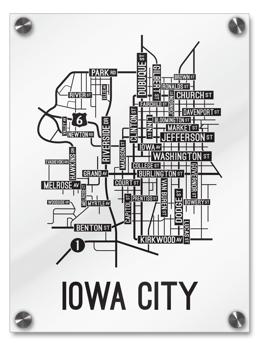 Iowa City, Iowa Street Map - School Street Posters