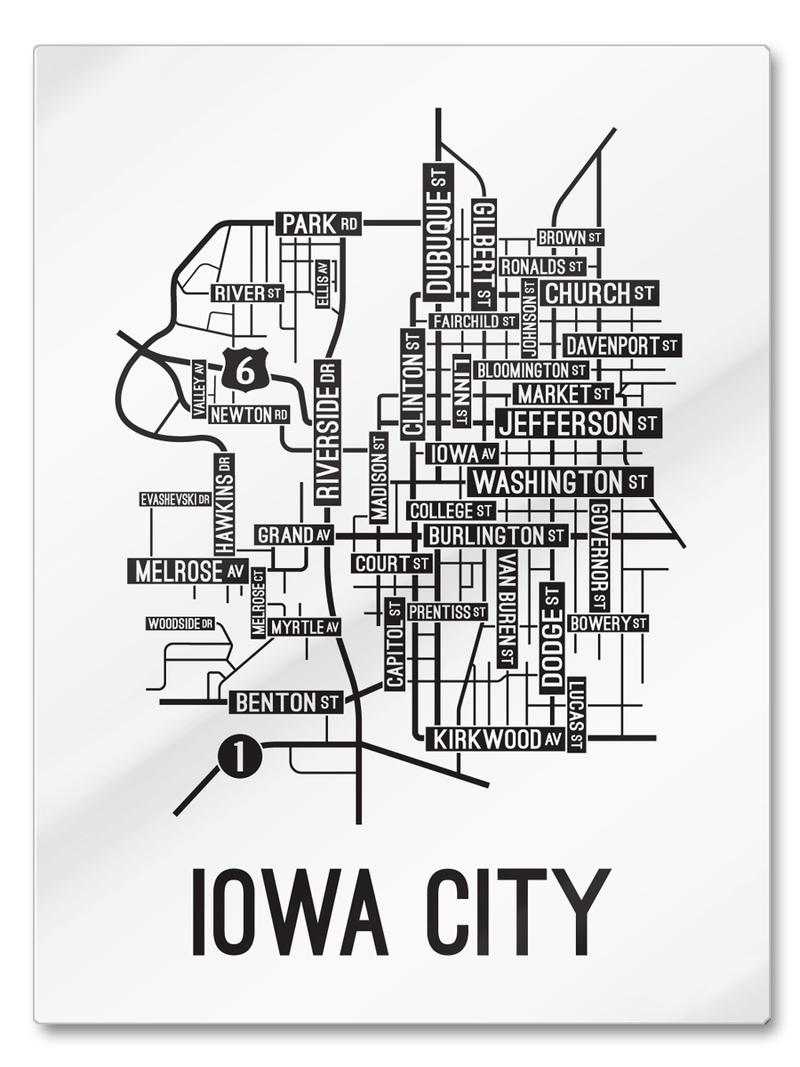 Iowa City, Iowa Street Map - School Street Posters