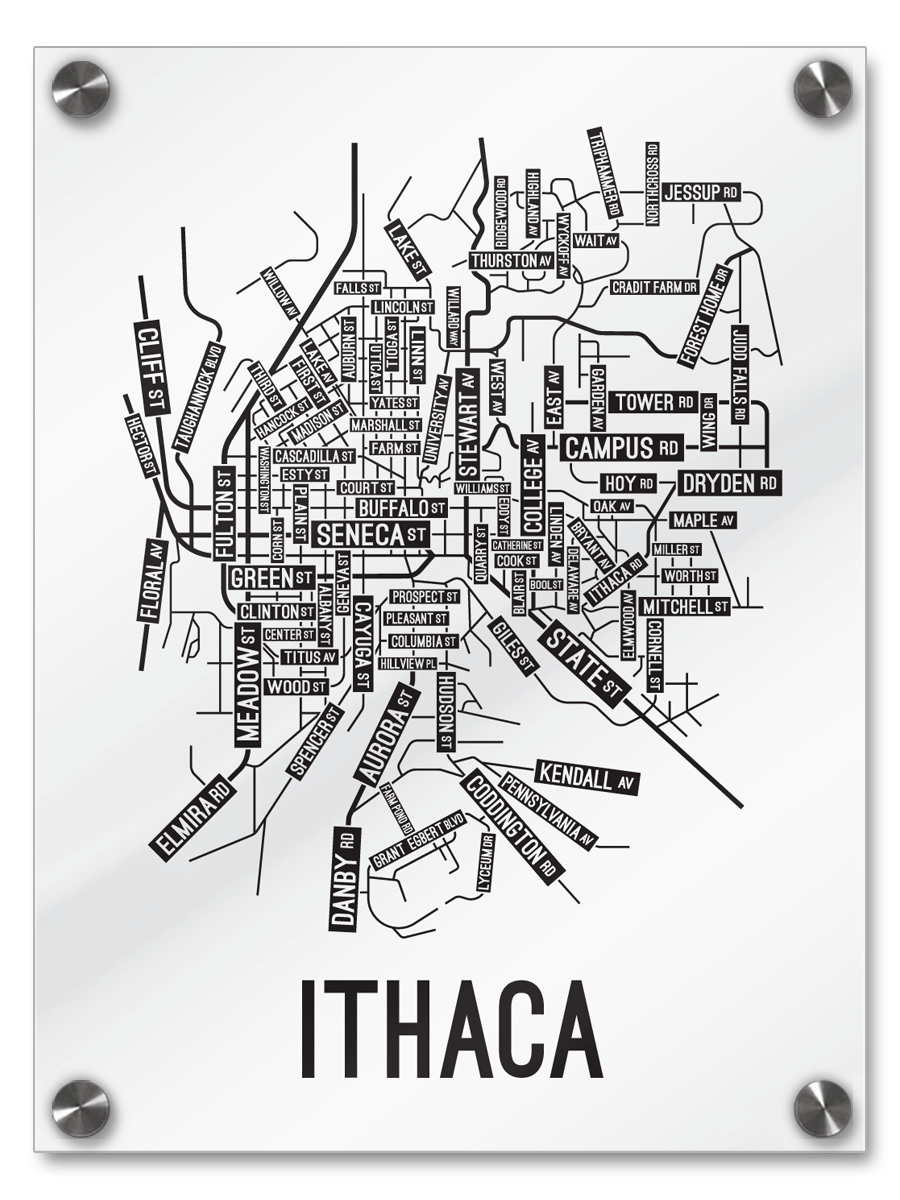 Ithaca, New York Street Map - School Street Posters