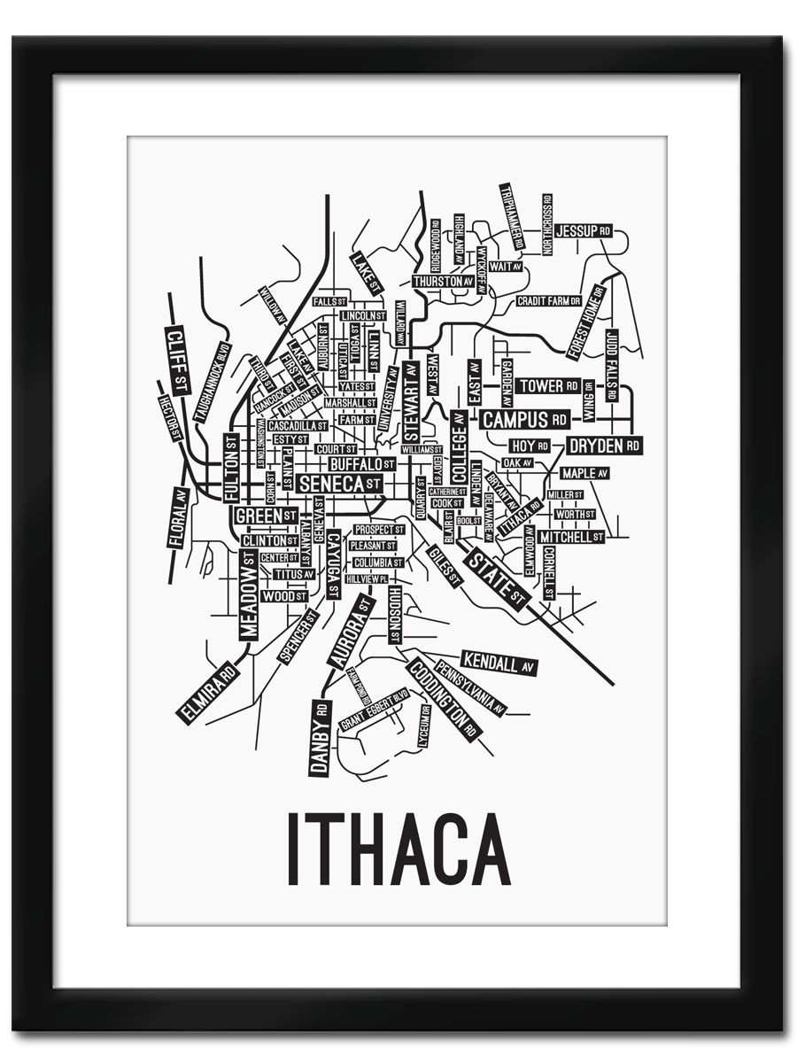 Ithaca, New York Street Map - School Street Posters
