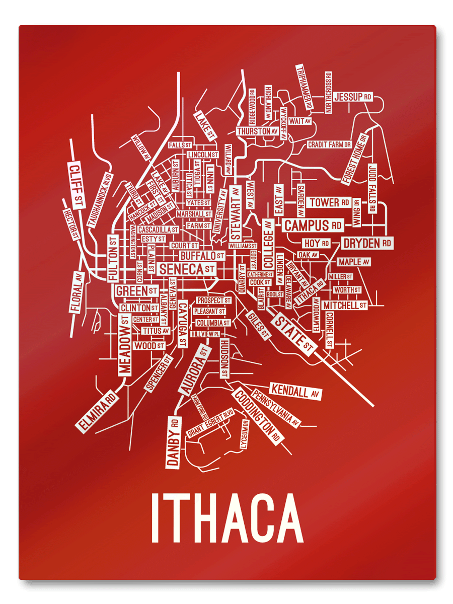 Ithaca, New York Street Map - School Street Posters