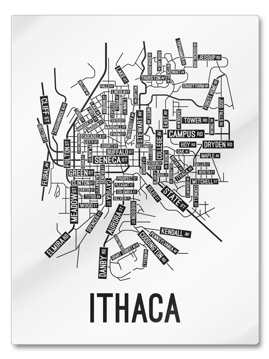 Ithaca, New York Street Map - School Street Posters