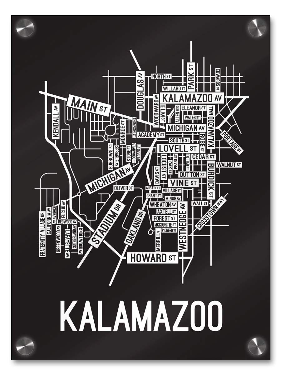 Kalamazoo, Michigan Street Map - School Street Posters