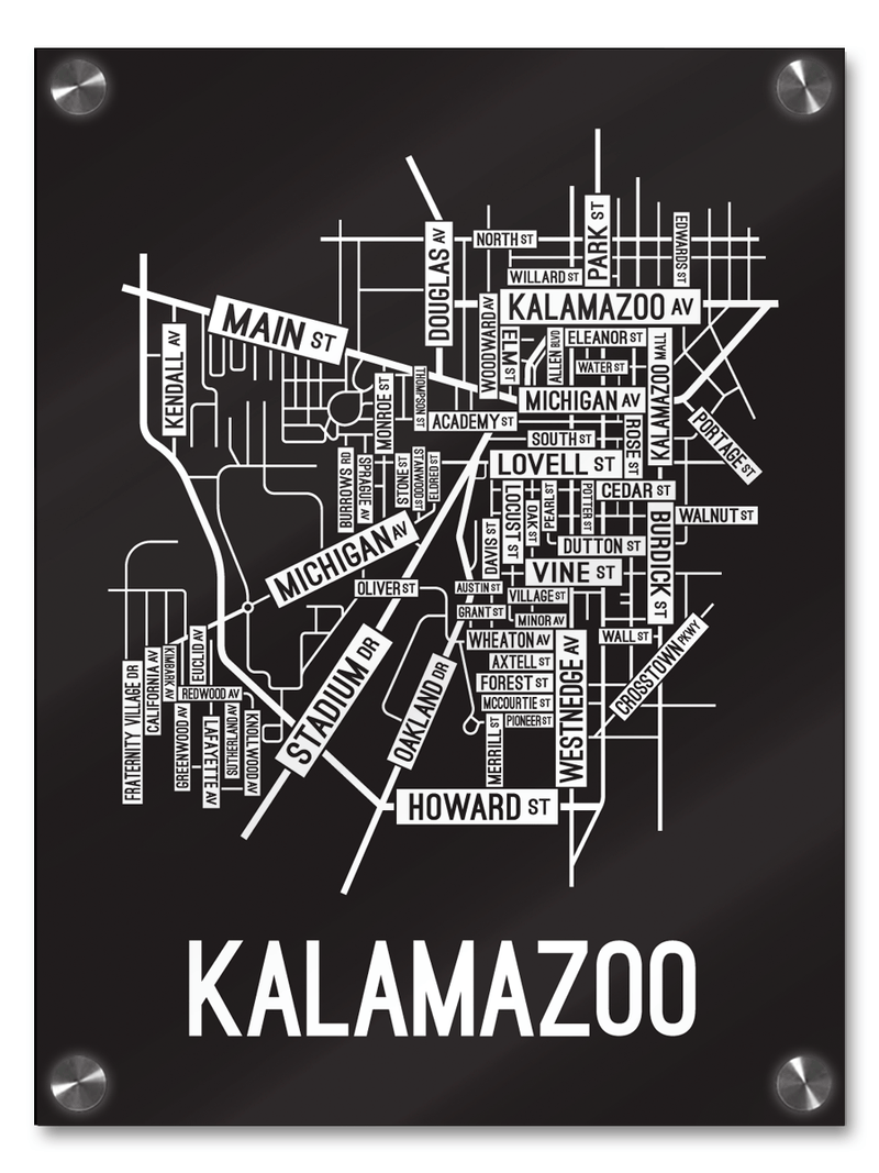Kalamazoo, Michigan Street Map - School Street Posters