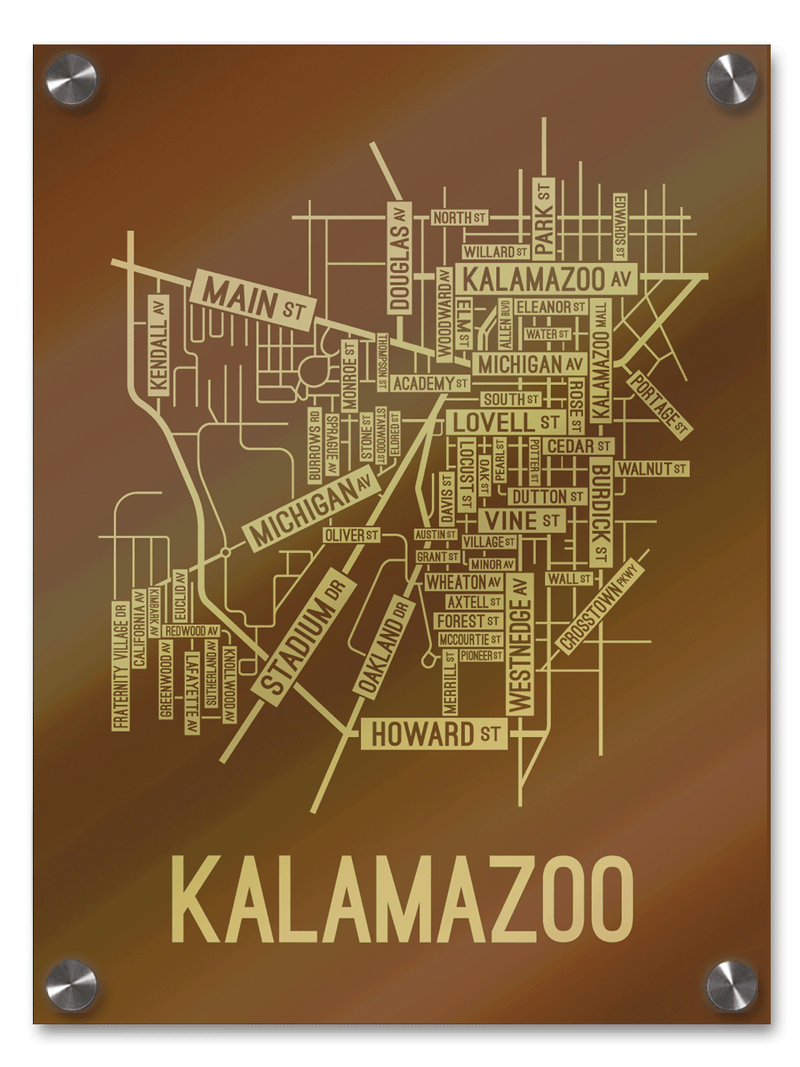 Kalamazoo, Michigan Street Map - School Street Posters