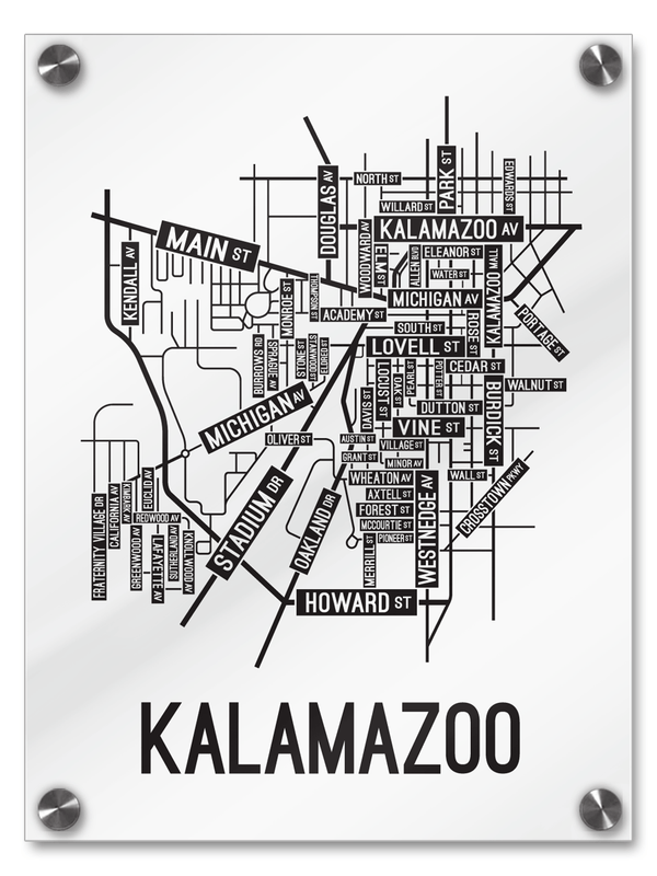 Kalamazoo, Michigan Street Map - School Street Posters