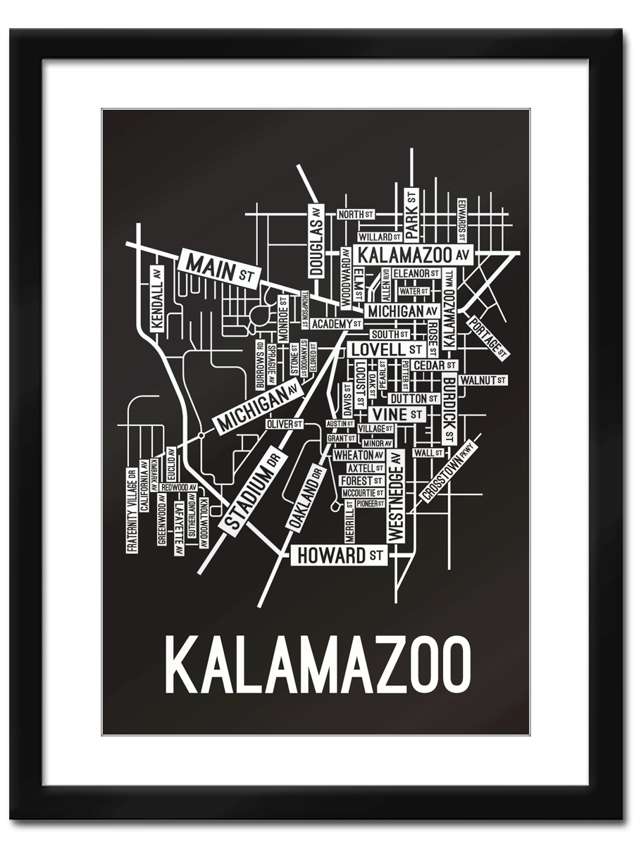 Kalamazoo, Michigan Street Map - School Street Posters
