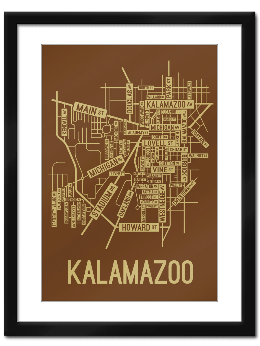Kalamazoo, Michigan Street Map - School Street Posters