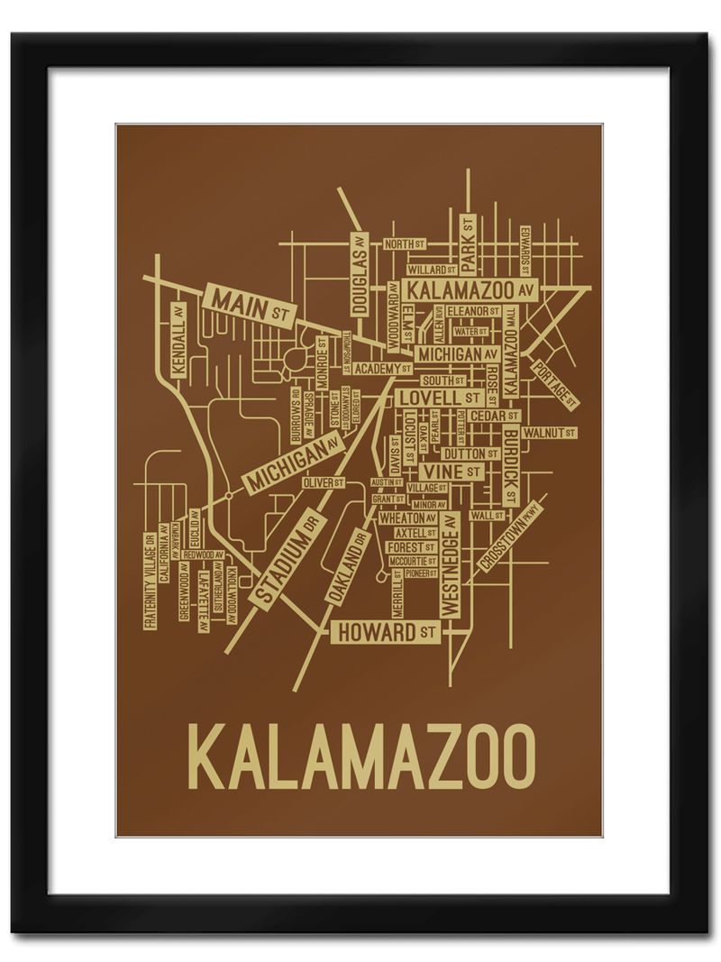 Kalamazoo, Michigan Street Map - School Street Posters