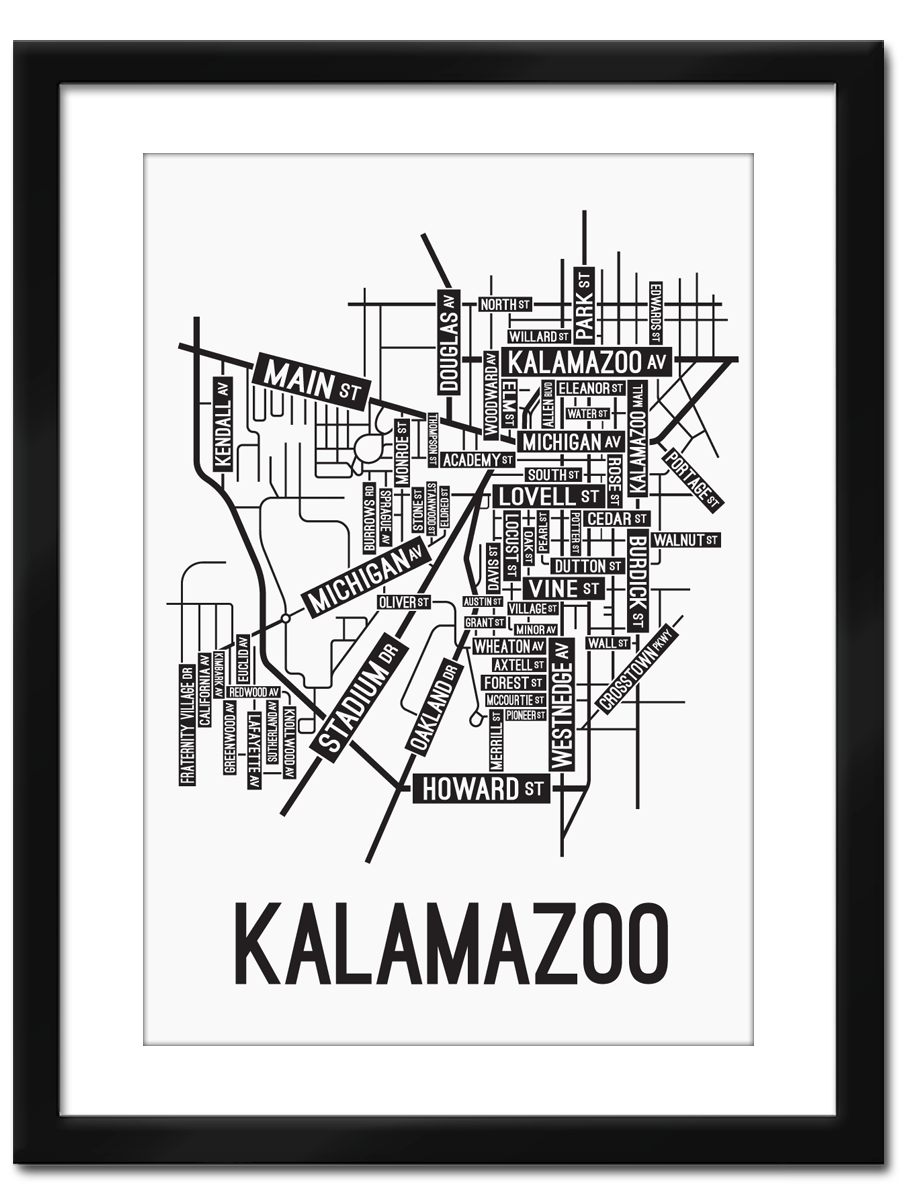 Kalamazoo, Michigan Street Map - School Street Posters