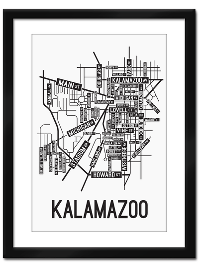 Kalamazoo, Michigan Street Map - School Street Posters