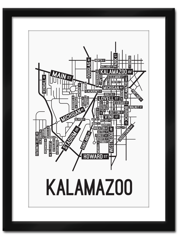 Kalamazoo, Michigan Street Map - School Street Posters