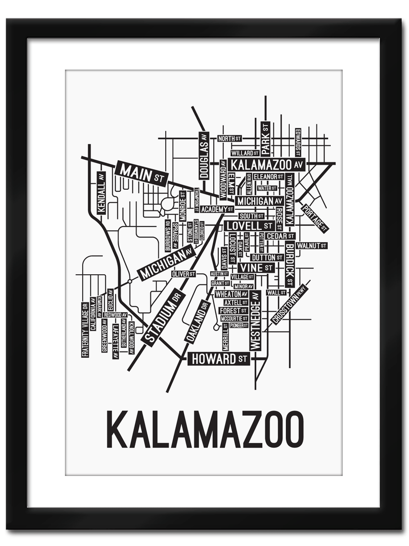 Kalamazoo, Michigan Street Map - School Street Posters