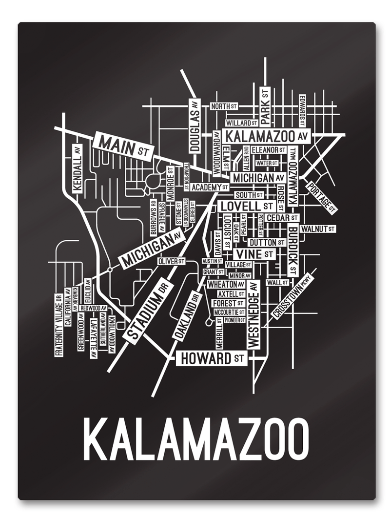 Kalamazoo, Michigan Street Map - School Street Posters
