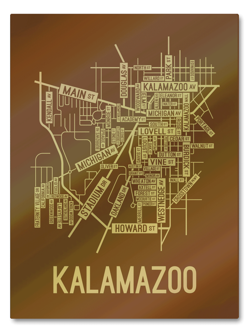 Kalamazoo, Michigan Street Map - School Street Posters