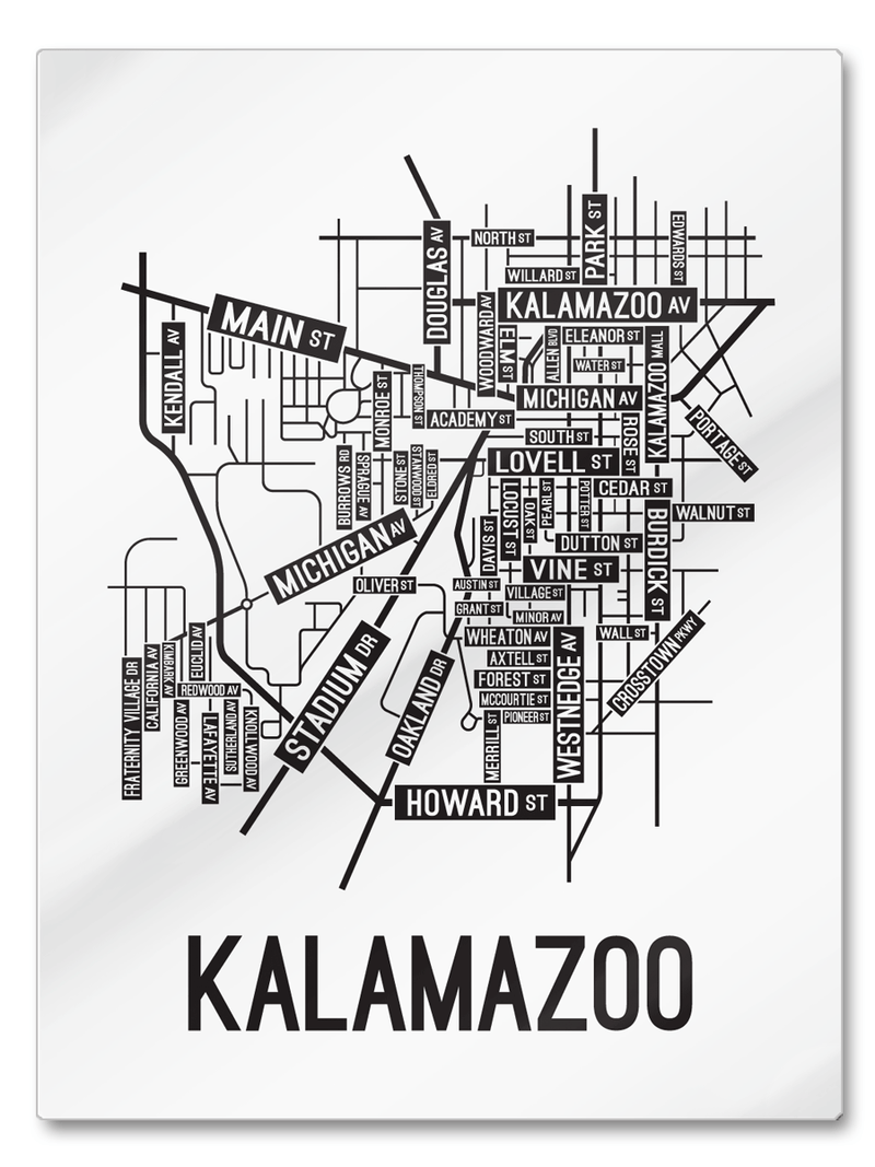 Kalamazoo, Michigan Street Map - School Street Posters