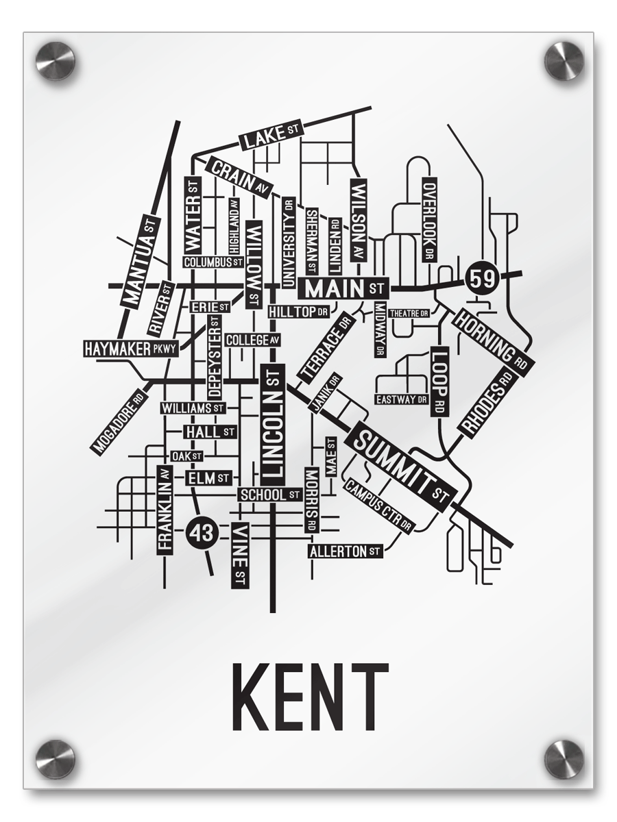 Kent, Ohio Street Map - School Street Posters