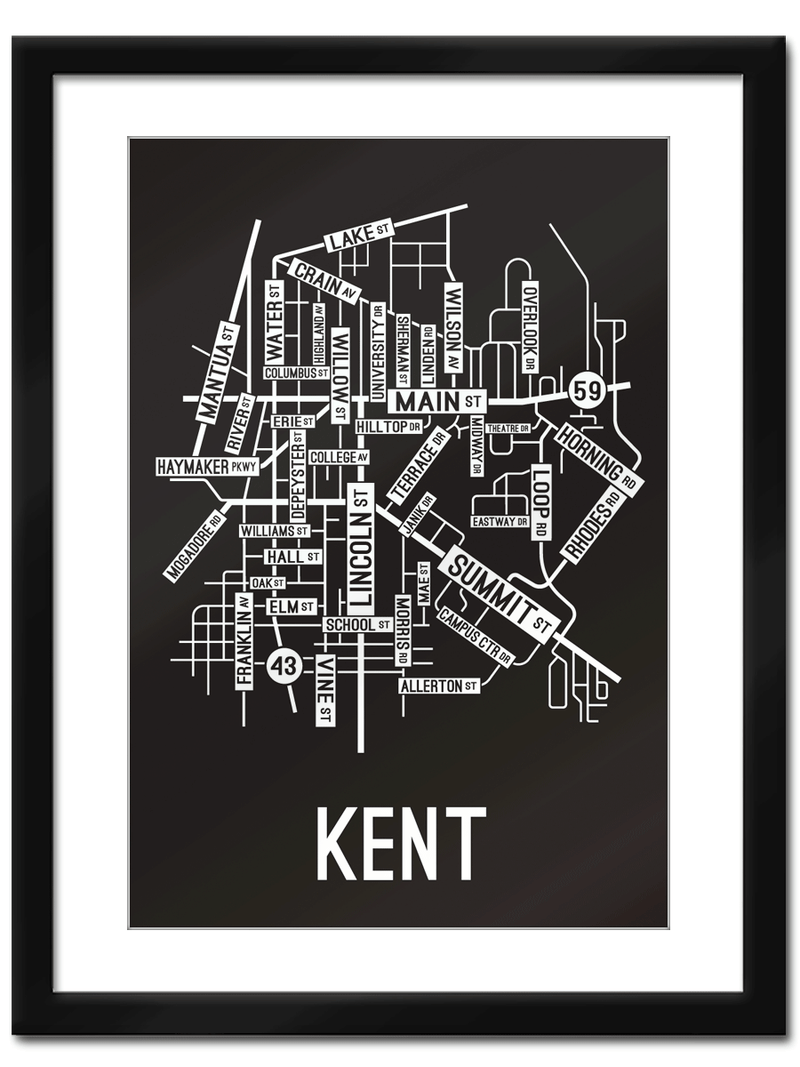 Kent, Ohio Street Map - School Street Posters