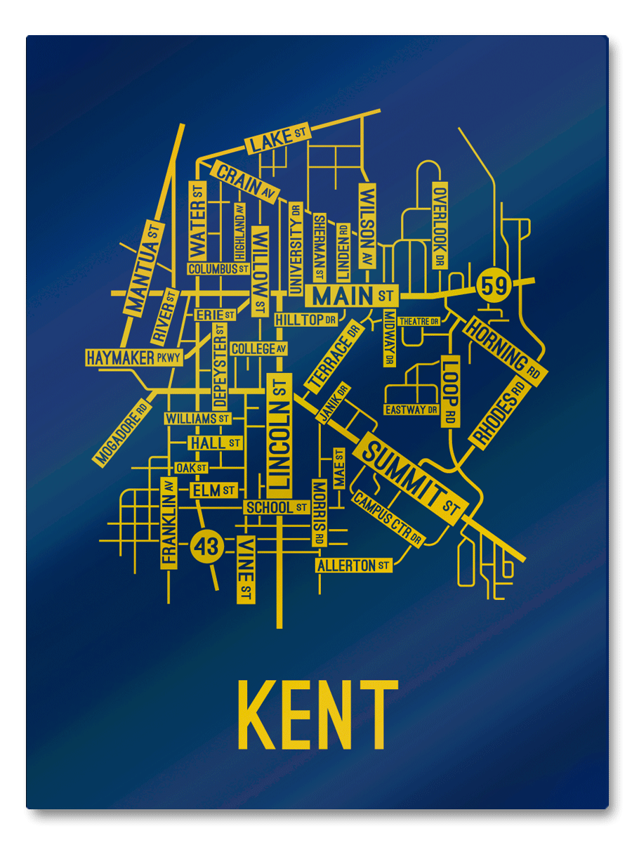 Kent, Ohio Street Map - School Street Posters