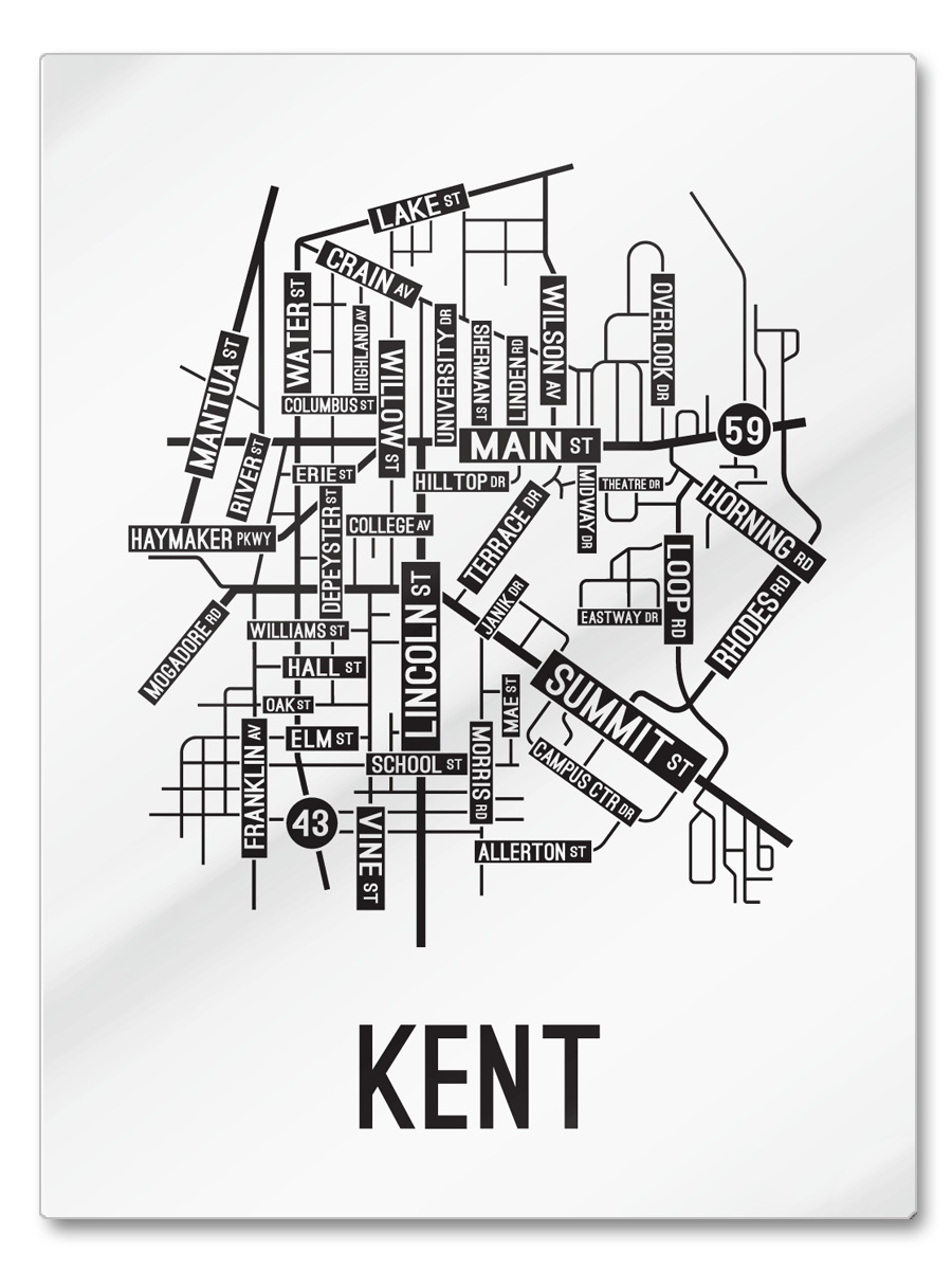 Kent, Ohio Street Map - School Street Posters