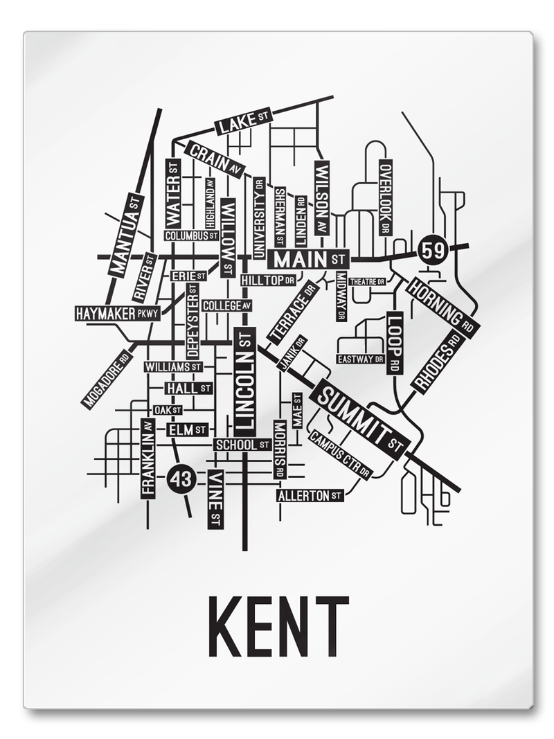 Kent, Ohio Street Map - School Street Posters