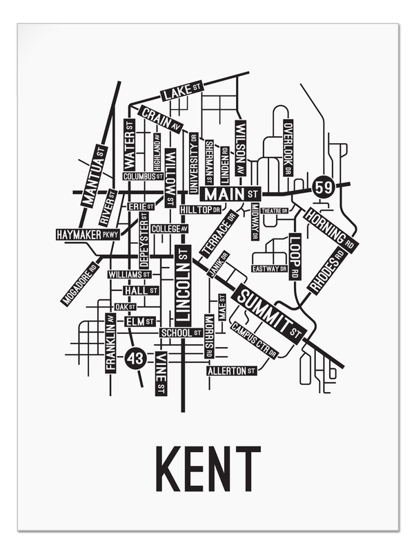 Kent, Ohio Street Map - School Street Posters