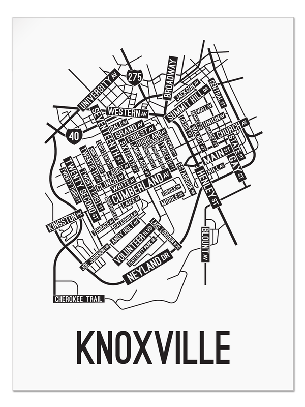 Knoxville, Tennessee Street Map - School Street Posters