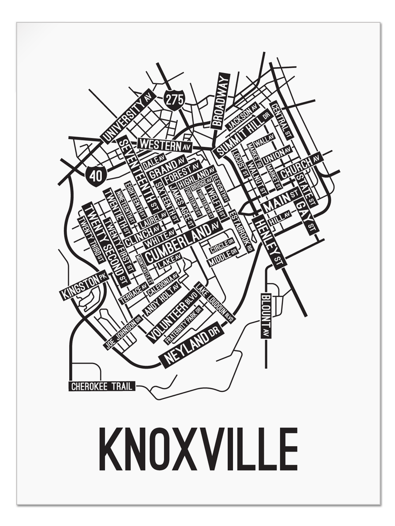 Knoxville, Tennessee Street Map - School Street Posters