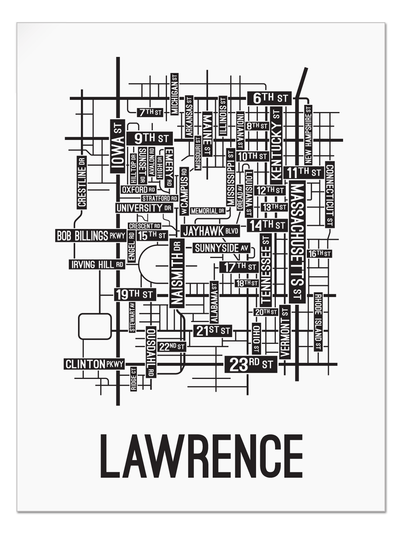 Lawrence, Kansas Street Map - School Street Posters