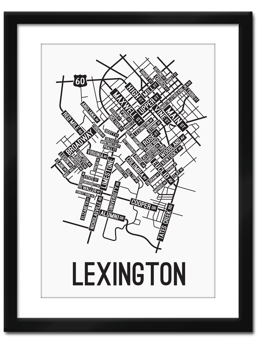 Lexington, Kentucky Street Map - School Street Posters
