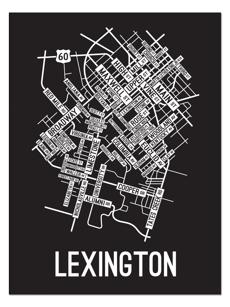 Lexington, Kentucky Street Map - School Street Posters