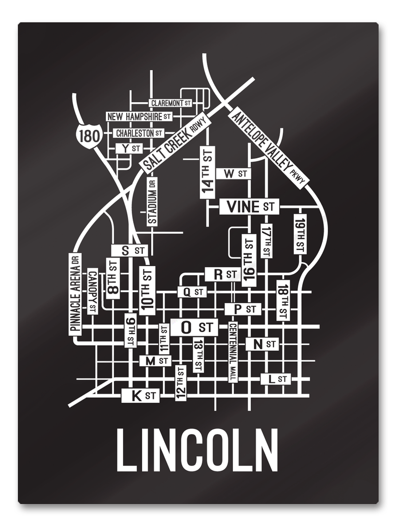 Lincoln, Nebraska Street Map - School Street Posters