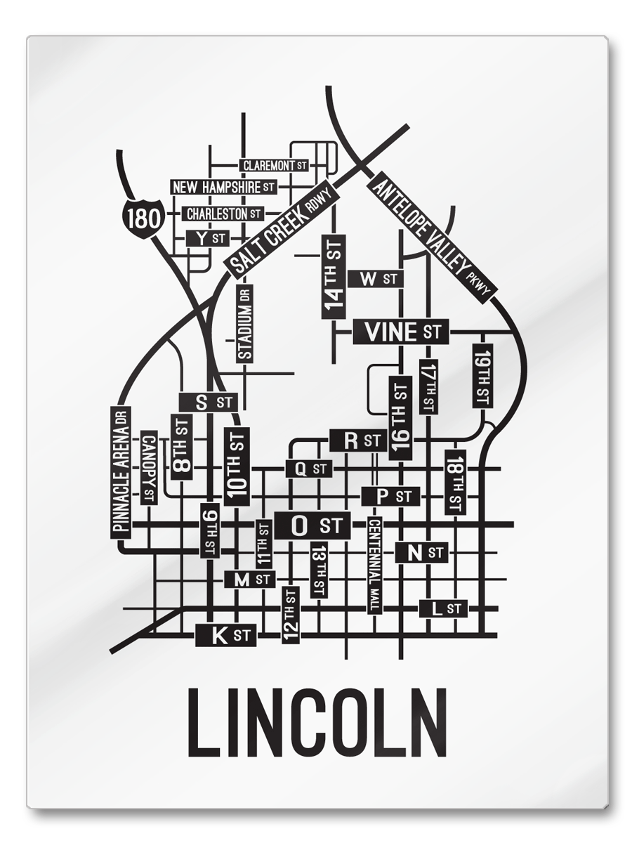 Lincoln, Nebraska Street Map - School Street Posters