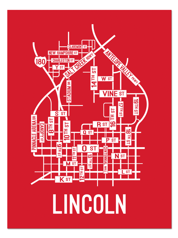 Lincoln, Nebraska Street Map - School Street Posters