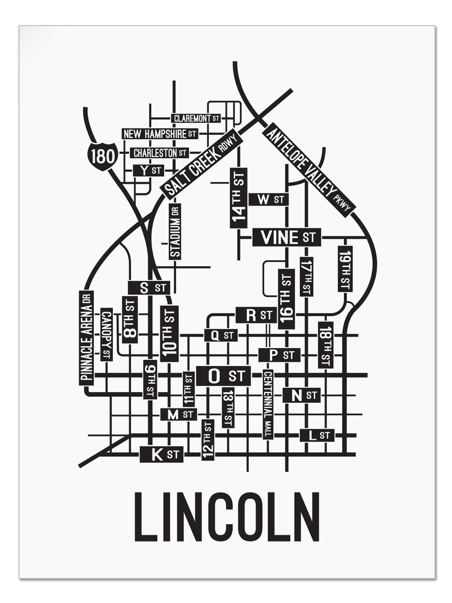 Lincoln, Nebraska Street Map - School Street Posters