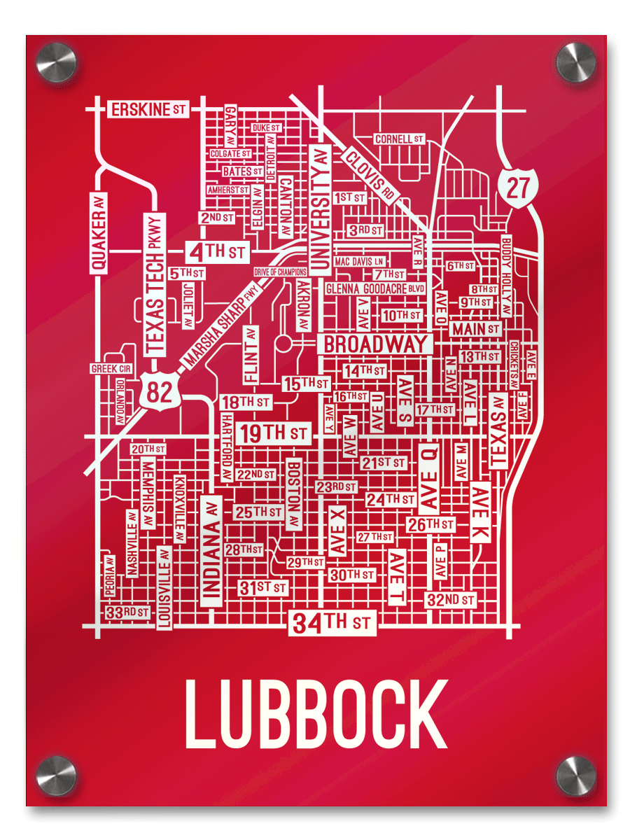 Lubbock, Texas Street Map - School Street Posters