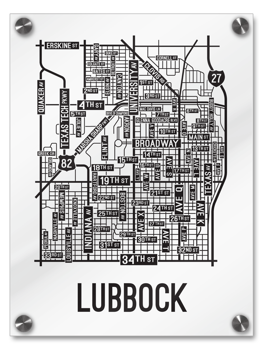 Lubbock, Texas Street Map - School Street Posters