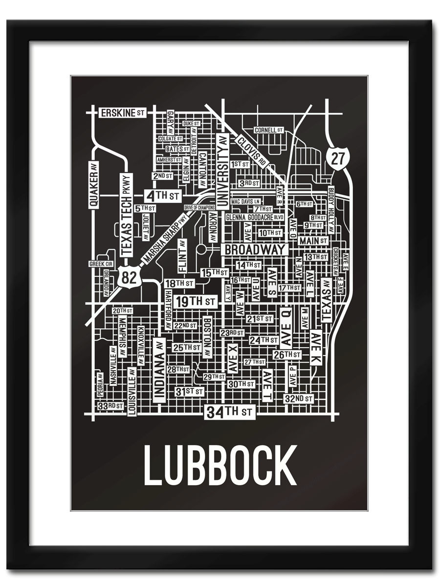 Lubbock, Texas Street Map - School Street Posters