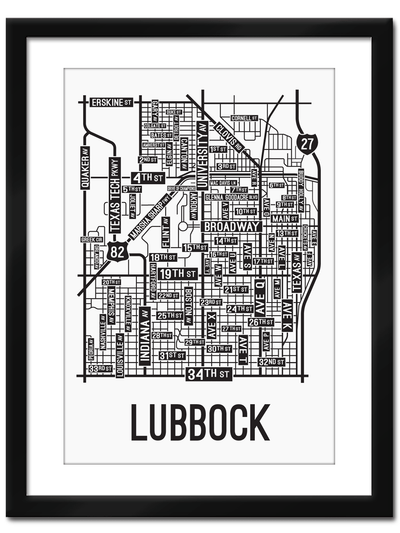 Lubbock, Texas Street Map - School Street Posters