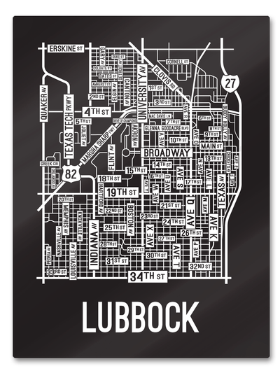 Lubbock, Texas Street Map - School Street Posters