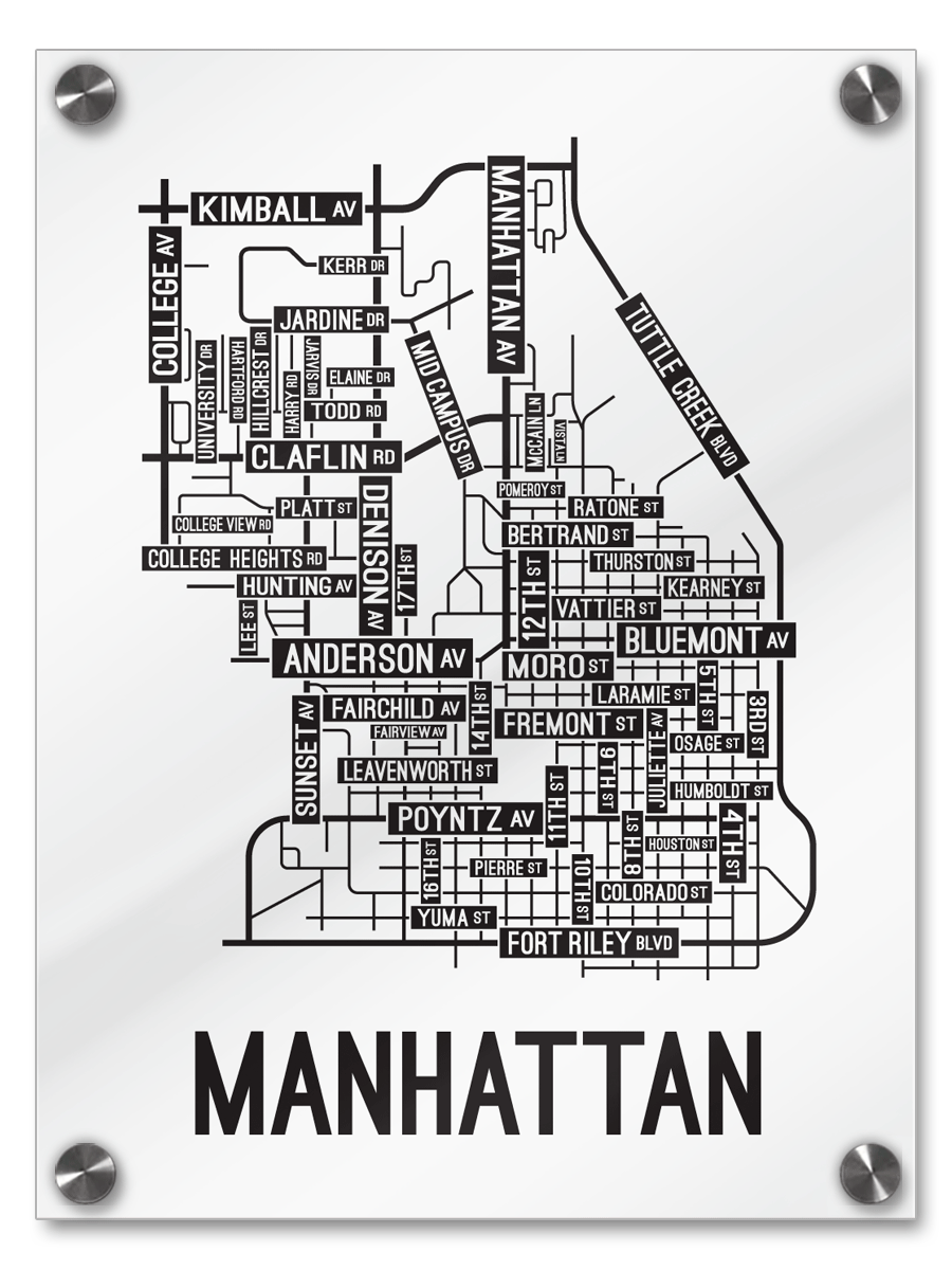 Manhattan, Kansas Street Map - School Street Posters