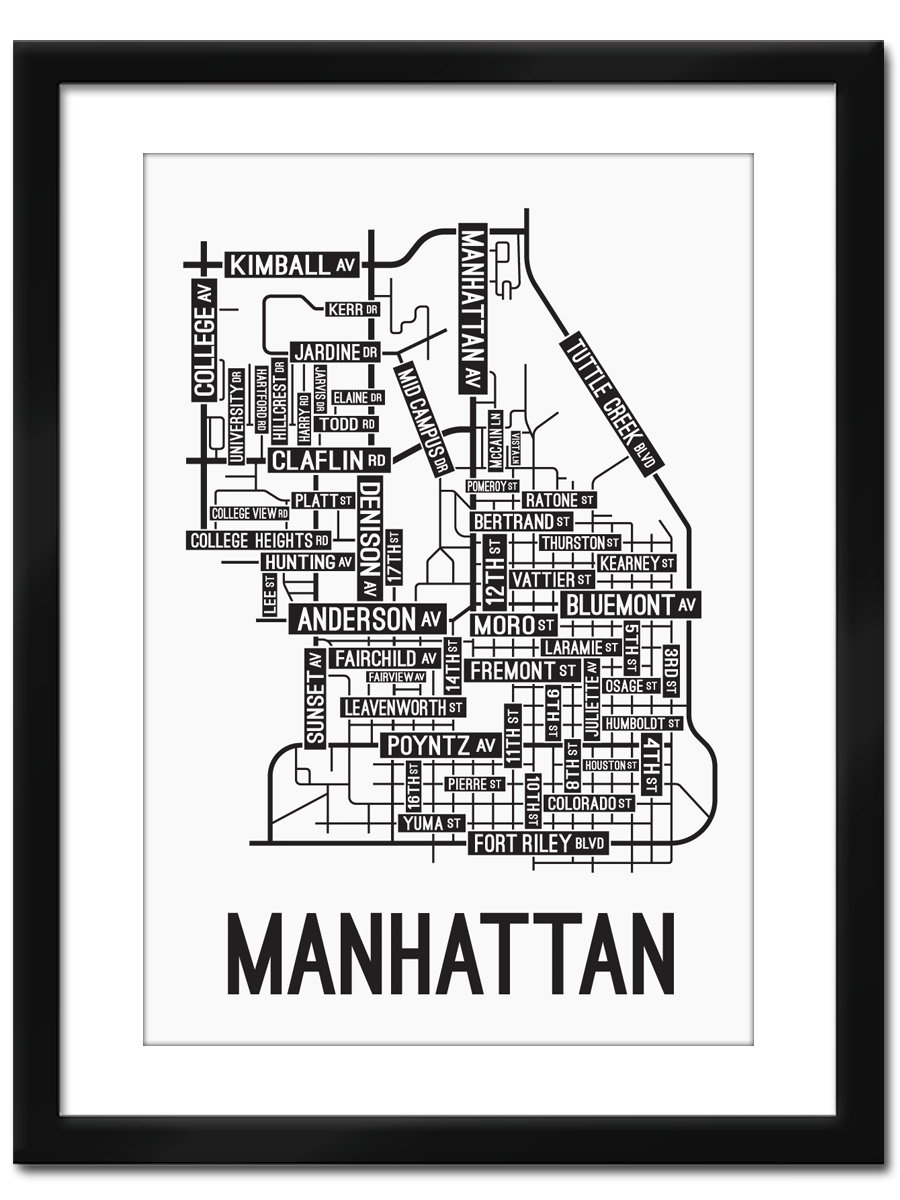 Manhattan, Kansas Street Map - School Street Posters