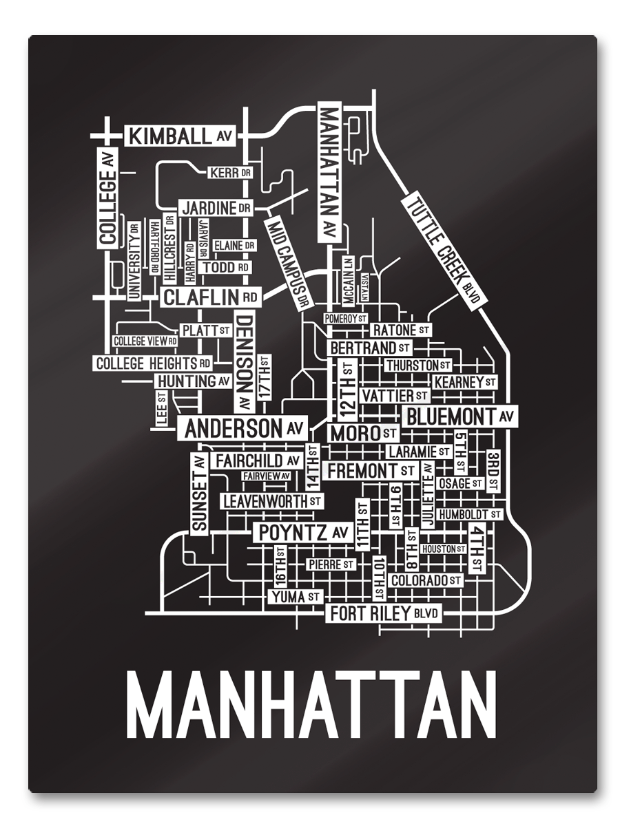 Manhattan, Kansas Street Map - School Street Posters