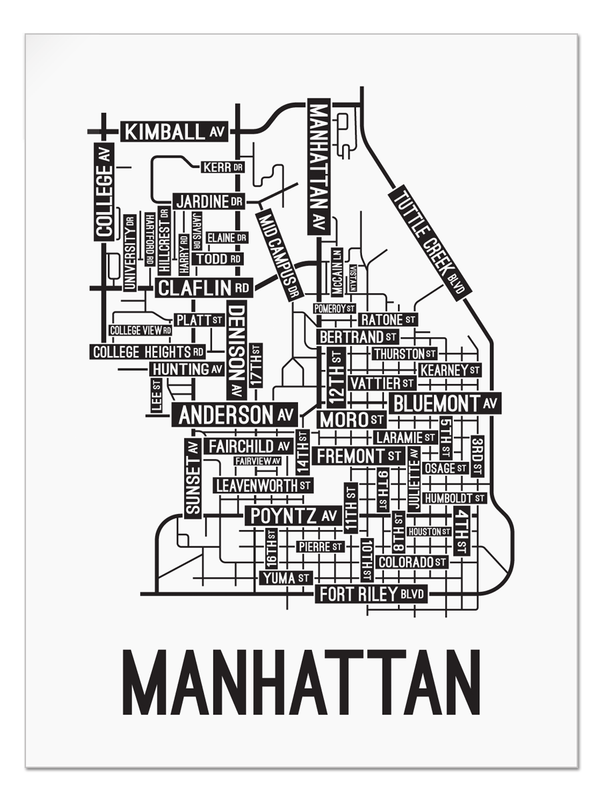 Manhattan, Kansas Street Map - School Street Posters